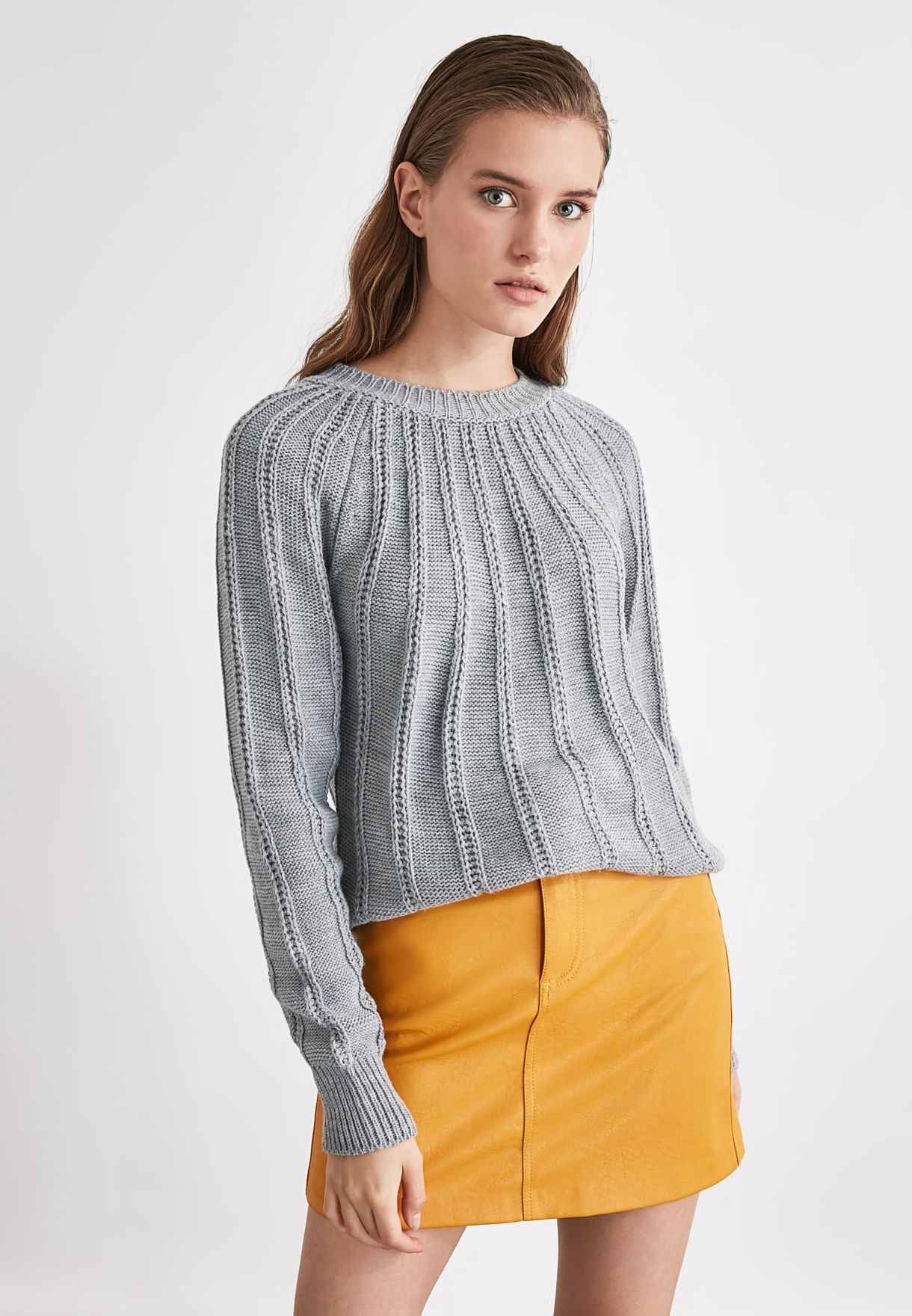 Buy Trendyol grey Crew Neck Knitted Sweater for Women in MENA ...