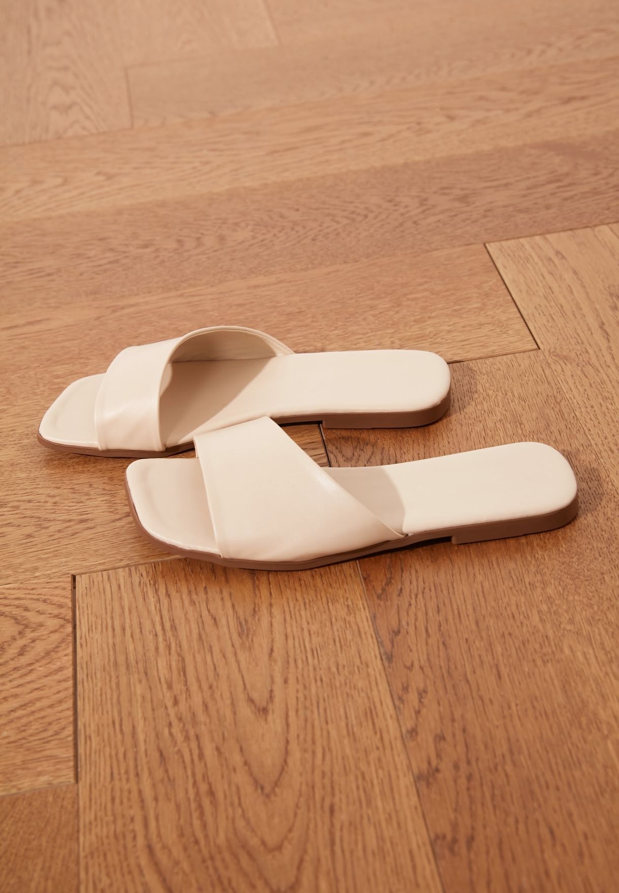 Buy Trendyol white Wide Strap Flat Sandals for Women in Dubai, Abu Dhabi