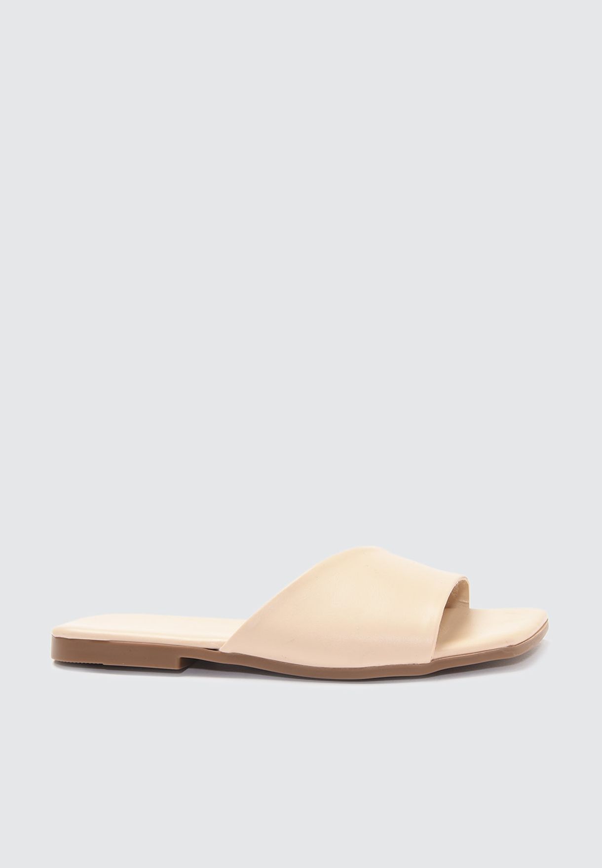 Buy Trendyol white Wide Strap Flat Sandals for Women in Dubai, Abu Dhabi